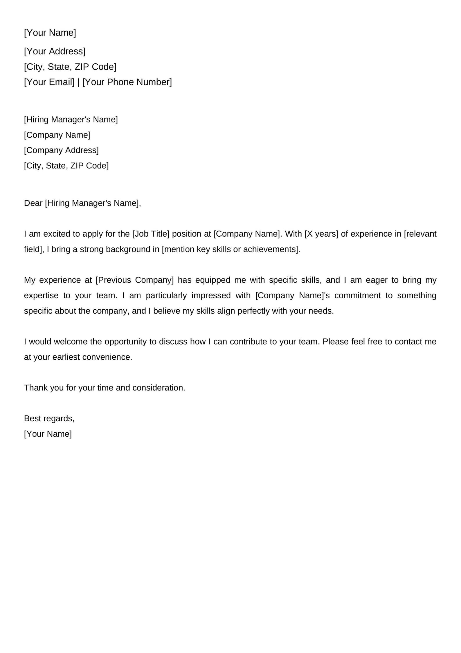 Cover Letter Template | Editable PDF | Professional Job Application ...