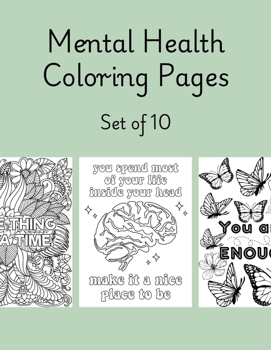 Mental Health Mindfulness Coloring Pages - Etsy