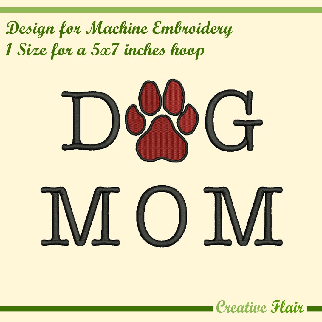 Dog Mom Embroidery Design for Machine Embroidery, 1 Size - Etsy