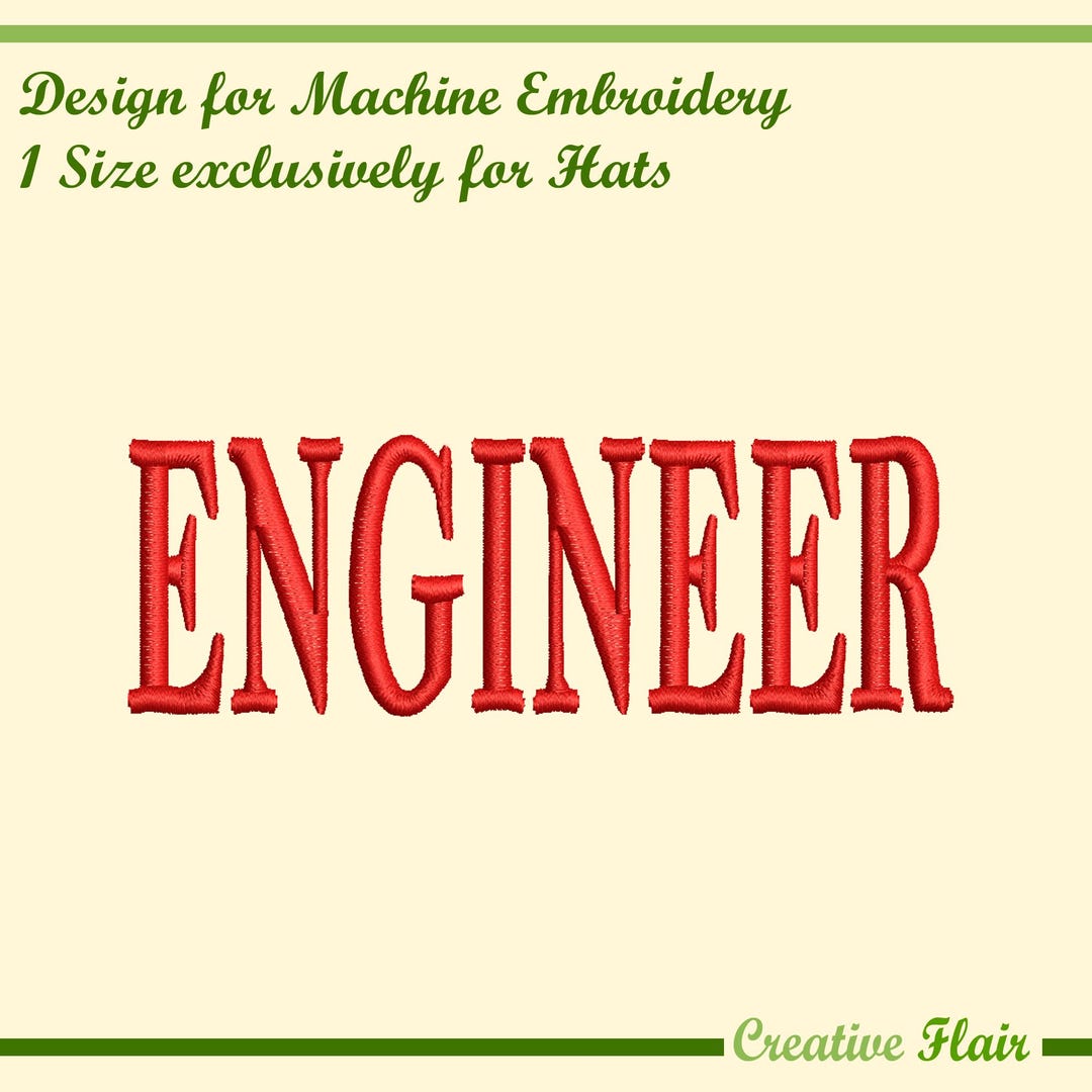 Engineer Hat Logo Embroidery Design, Engineer Hat Embroidery Design for ...