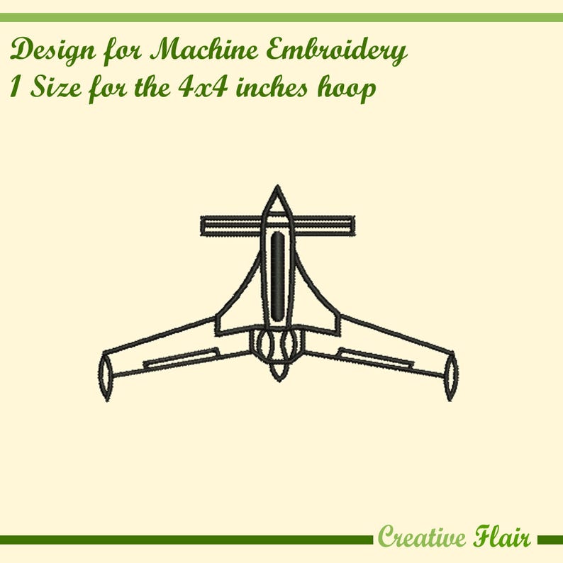 Aircraft Embroidery Design for Machine Embroidery, 1 Size for a 4x4 ...