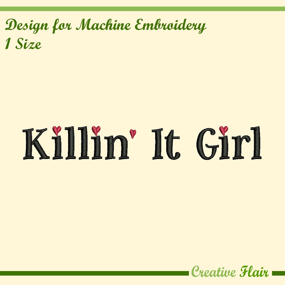 Killing It Girl Embroidery Design for Machine Embroidery, 1 Size ...