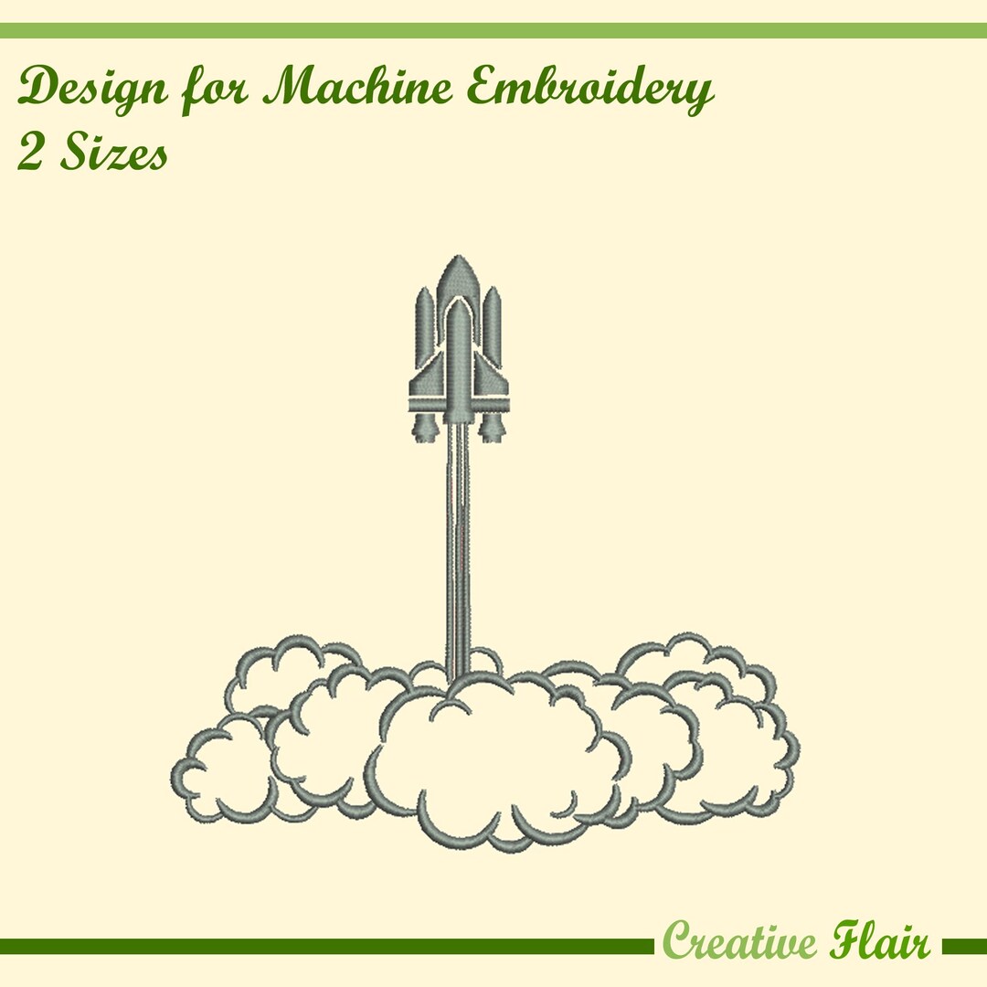 Space Shuttle Launch Embroidery Design for Machine Embroidery, 2 Sizes ...