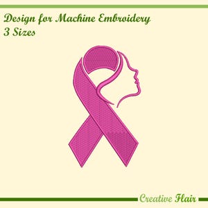 Breast Cancer Ribbon Woman Embroidery Design for Machine Embroidery, 3 ...