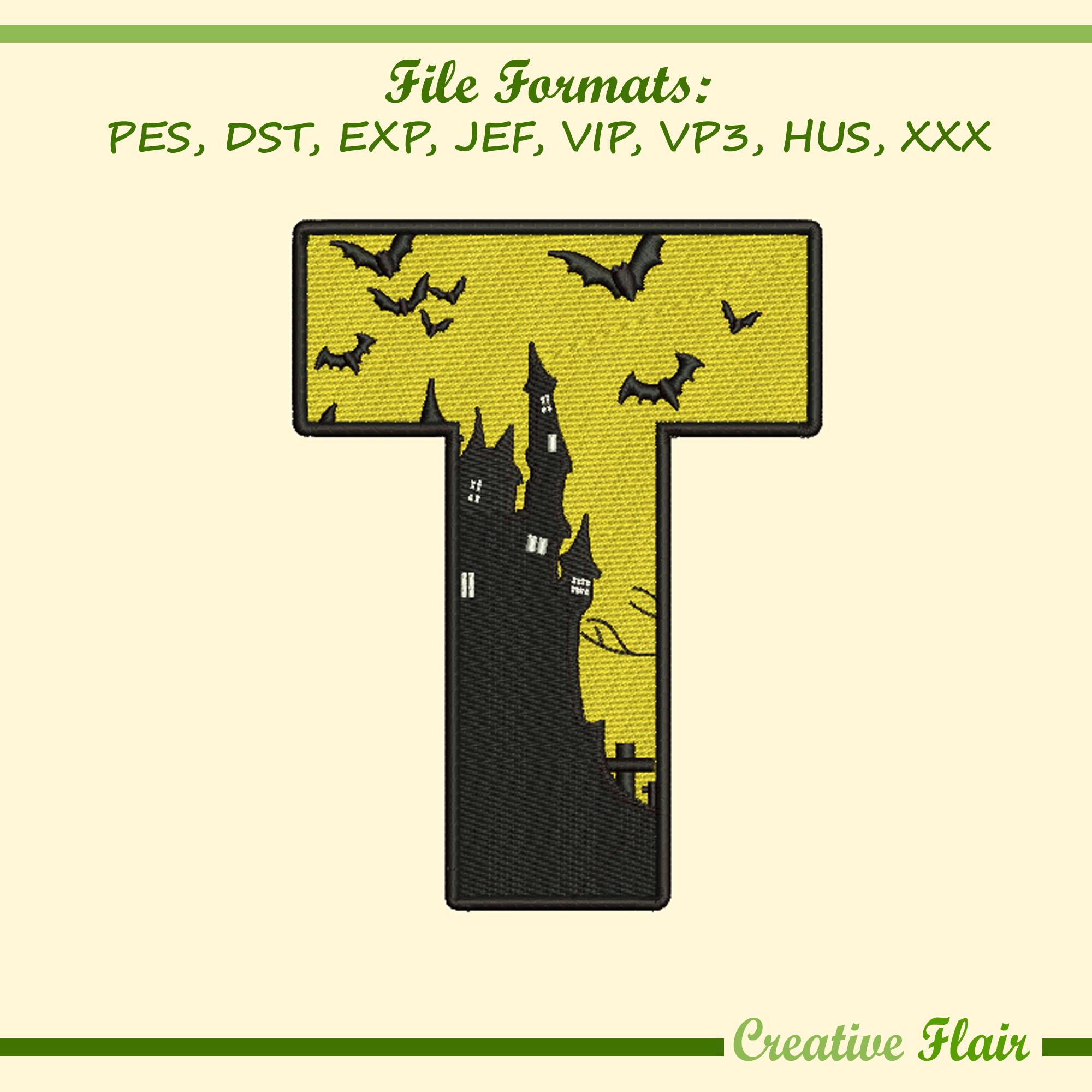 Spooky Letter T Embroidery Design, Halloween Font (3 Sizes) - Etsy