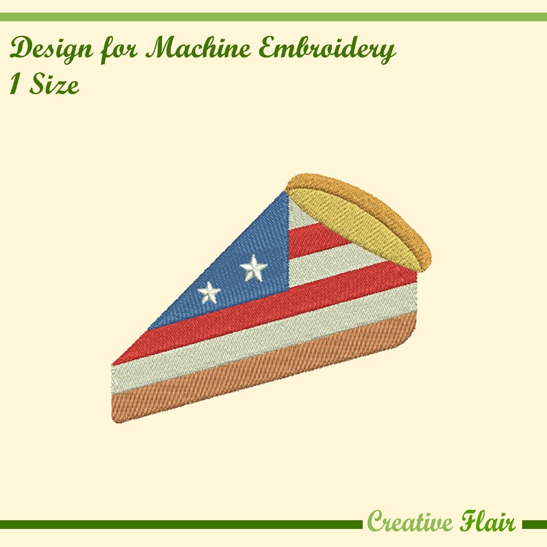 American Flag Apple Pie Embroidery Design for Machine Embroidery, 1 ...