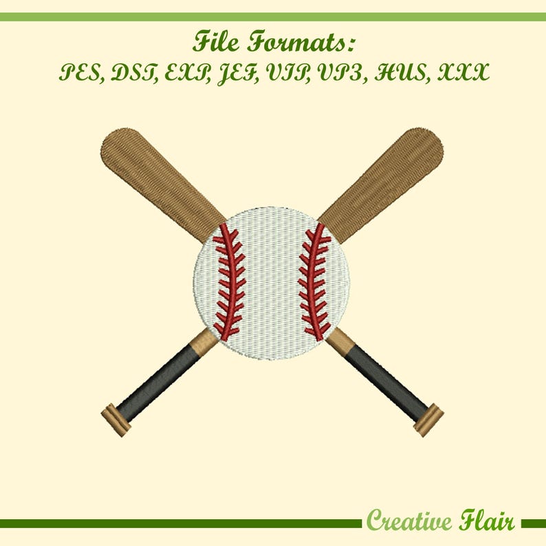Baseball and Bat Embroidery Design for Machine Embroidery, 5 SIZES - Etsy