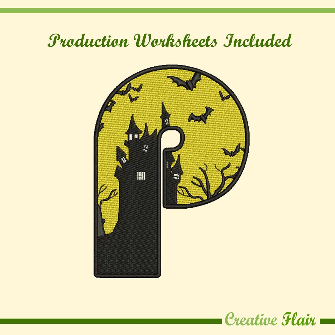 Spooky Halloween Font Letter P Embroidery Design, Fancy Halloween Font ...