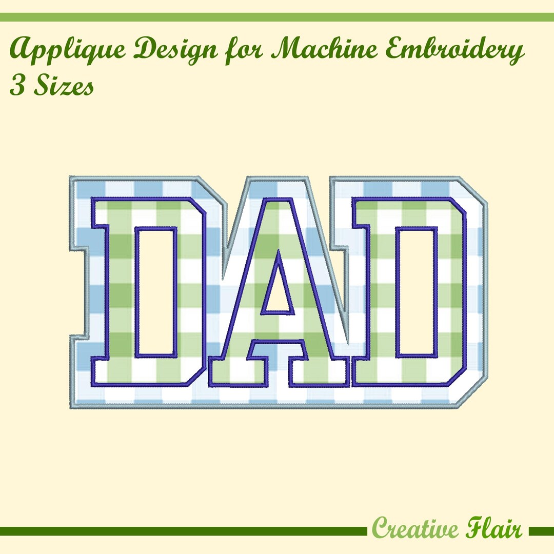 Dad Double Applique Embroidery Design, Satin Applique Embroidery Design ...