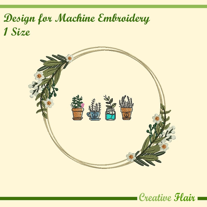 Greenery Frame, Plant Frame Embroidery Design for Machine Embroidery, 1 ...