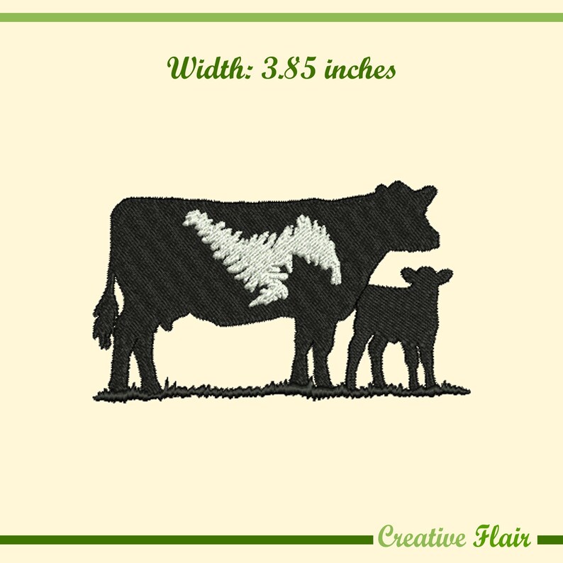 Cow and Calf Embroidery Design, Cattle Machine Embroidery (4x4 Inches ...