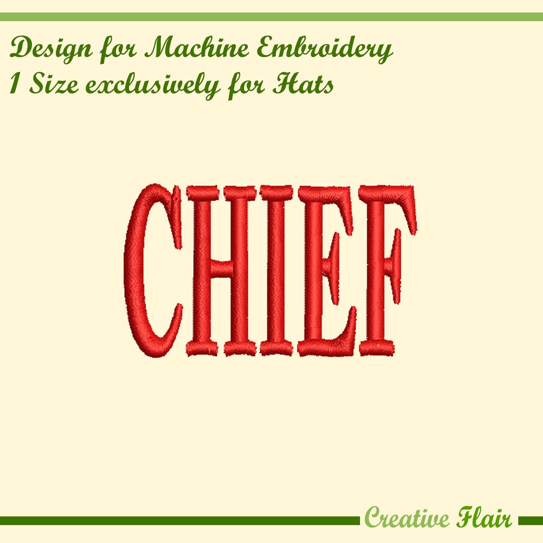 Chief Hat Logo Embroidery Design for Machine Embroidery, 1 SIZE - Etsy