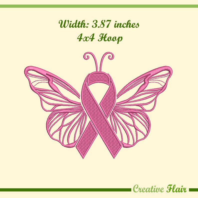 Cancer Awareness Butterfly Embroidery Design for Machine Embroidery, 2 ...