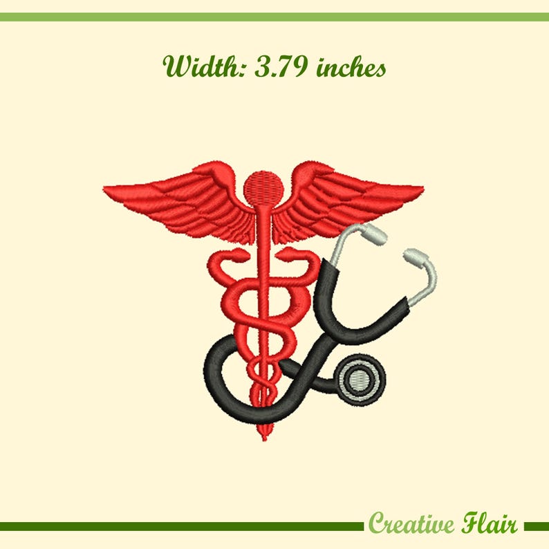 Caduceus Symbol Embroidery Design for Machine Embroidery, 1 SIZE ...