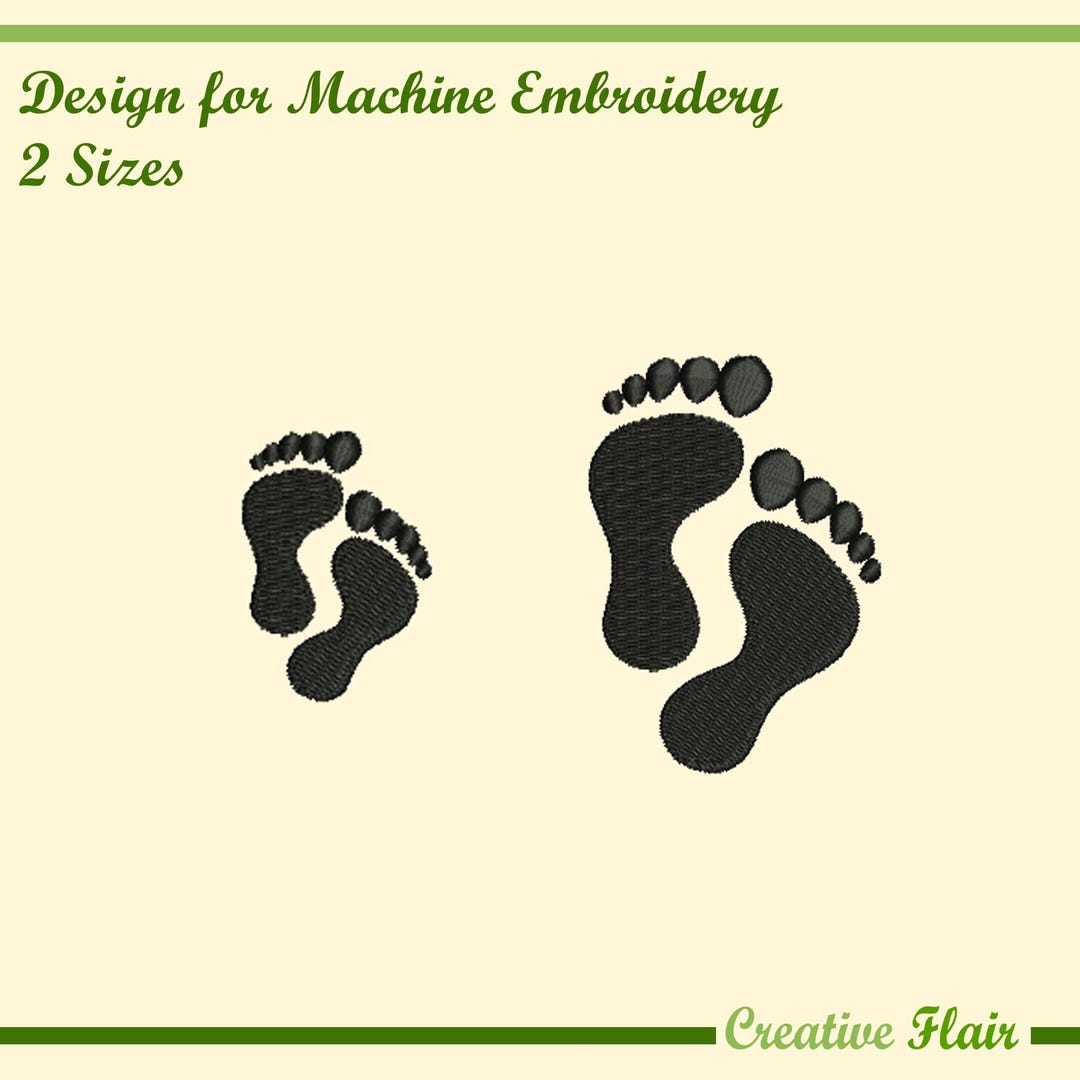 Footprints Embroidery Design for Machine Embroidery, 2 SIZES - Etsy