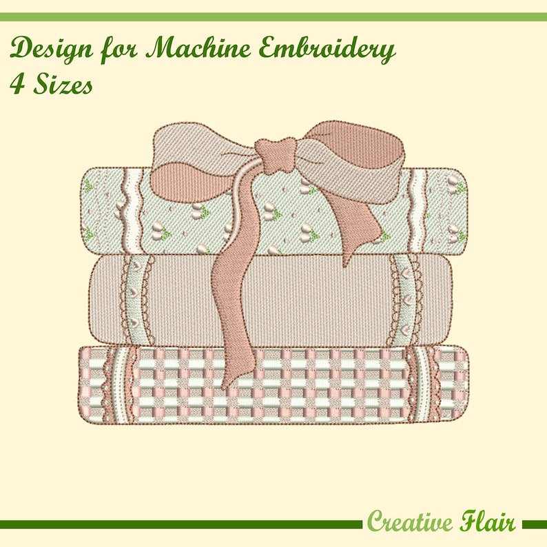 Coquette Books Embroidery Design, Cute Book Stack Embroidery Design for ...