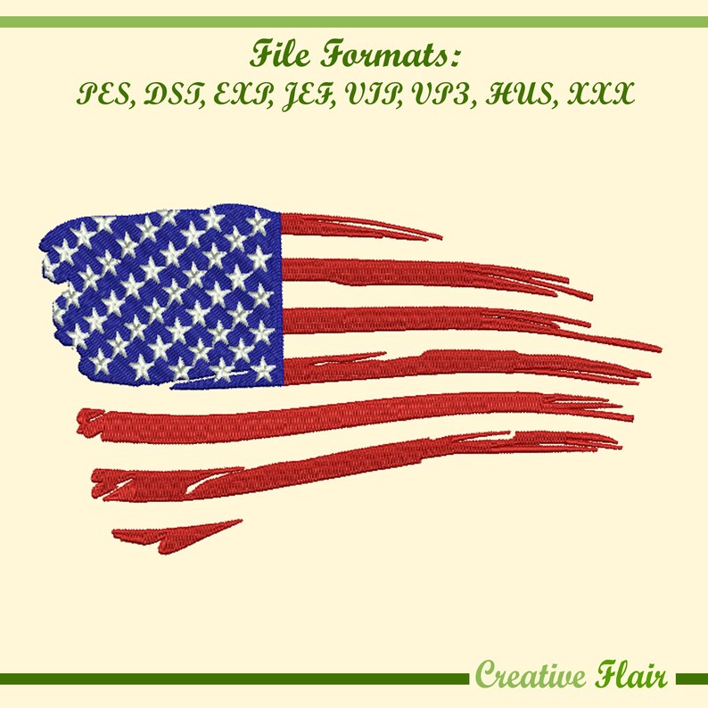 American Flag Embroidery Design for Machine Embroidery, 4 SIZES, Flag ...