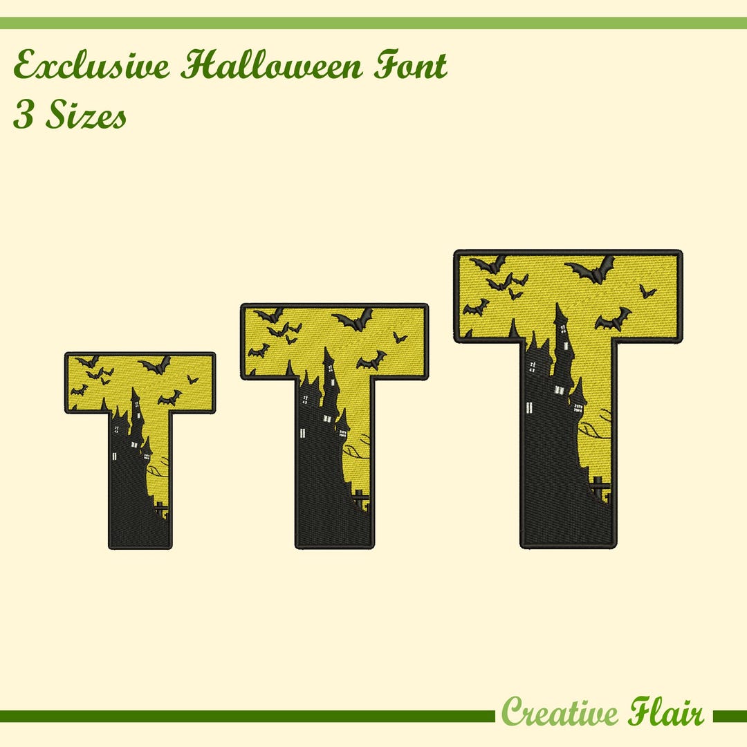 Spooky Letter T Embroidery Design, Halloween Font (3 Sizes) - Etsy