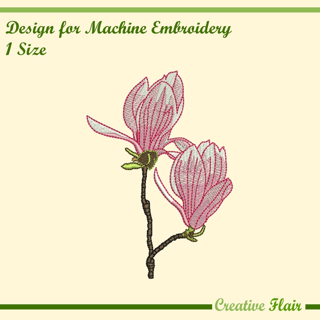Magnolia Blooms Machine Embroidery Design, Pink Flowers (digital ...