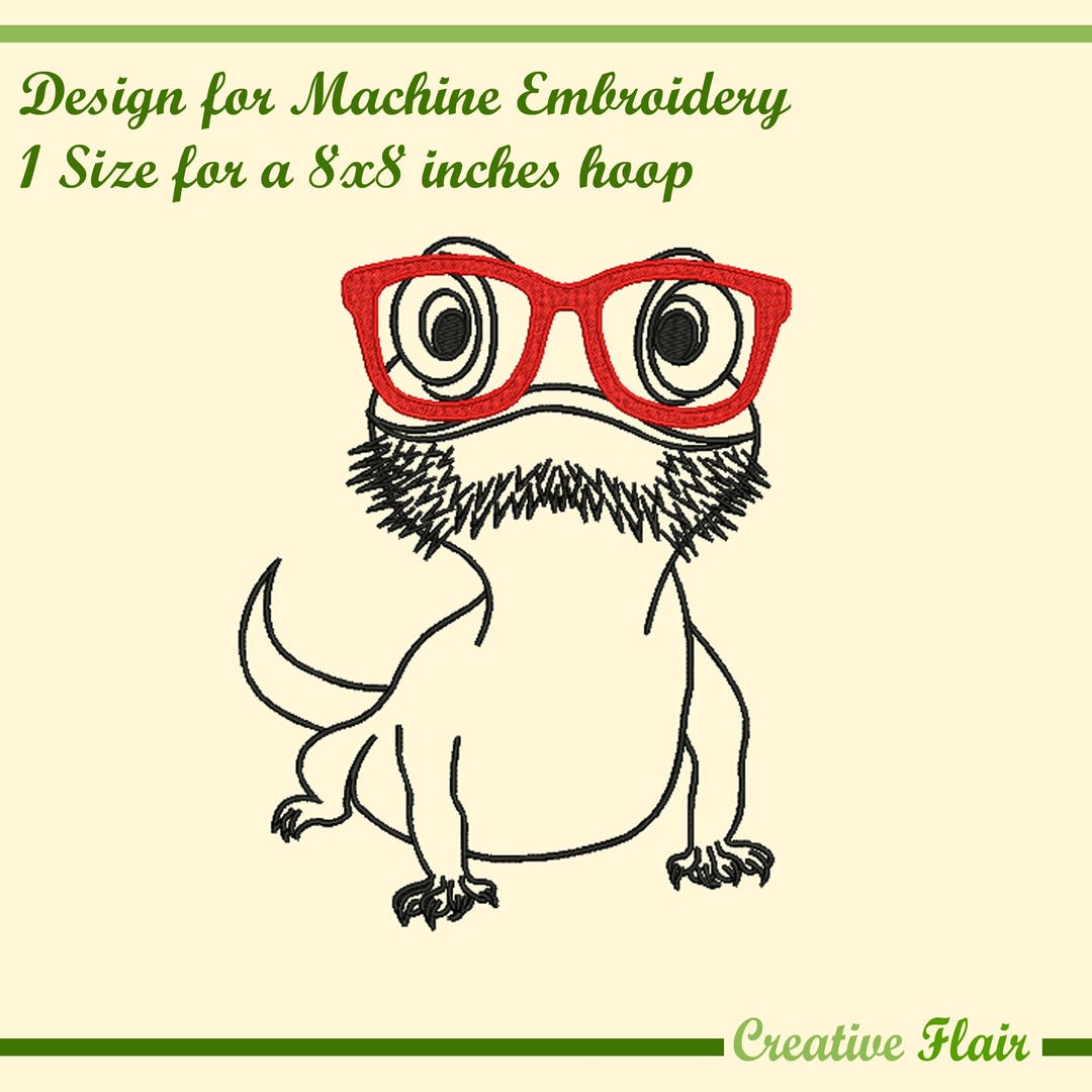 Bearded Dragon Embroidery Design for Machine Embroidery, 1 Size for a ...