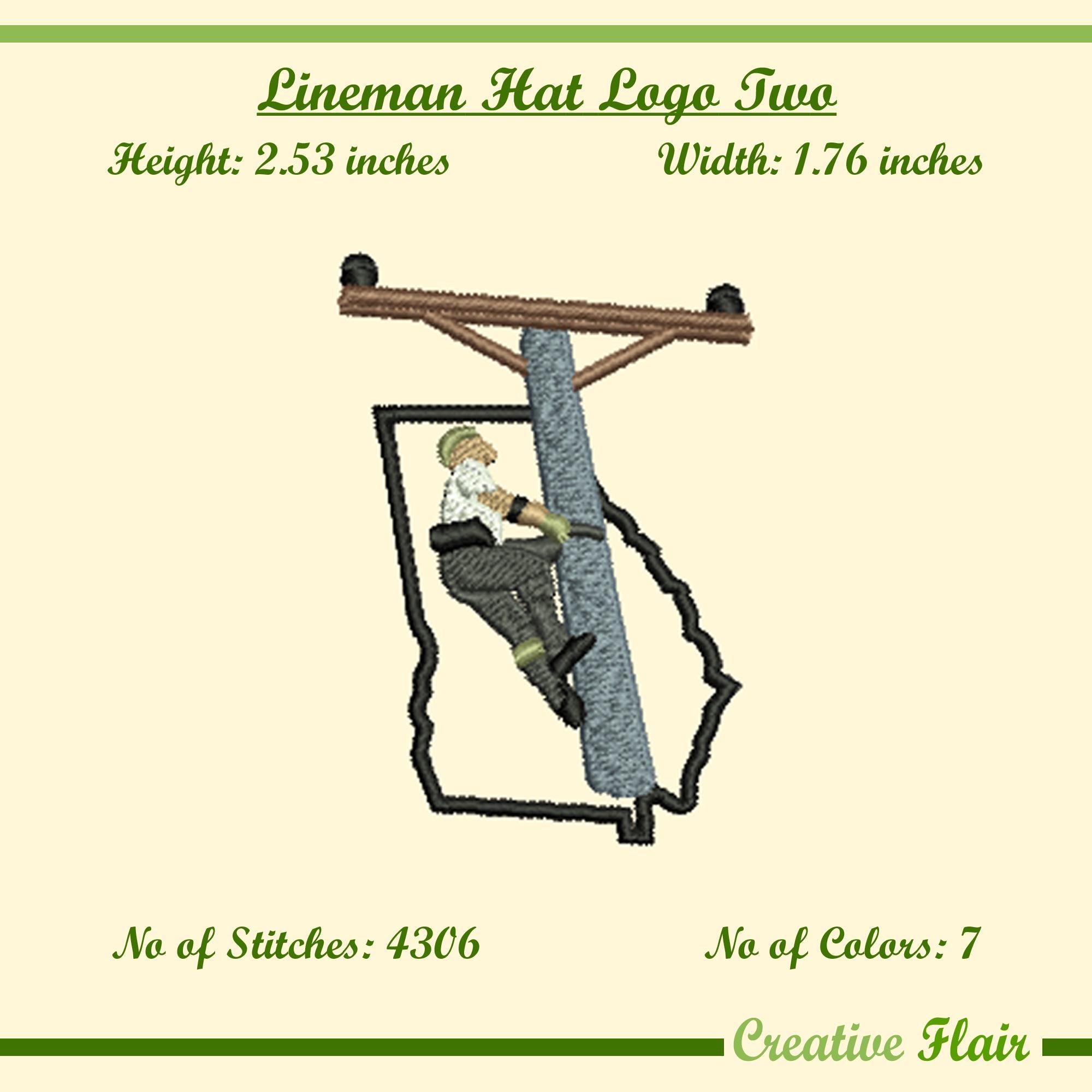 Lineman Hat Embroidery Design Set of Four for Machine Embroidery, 1 ...