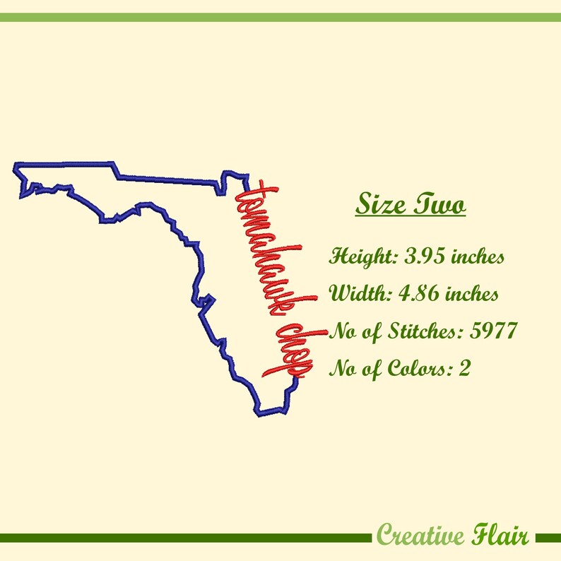 Map of Florida, Tomahawk Chop Cheer, Florida Chant and Chop Embroidery ...
