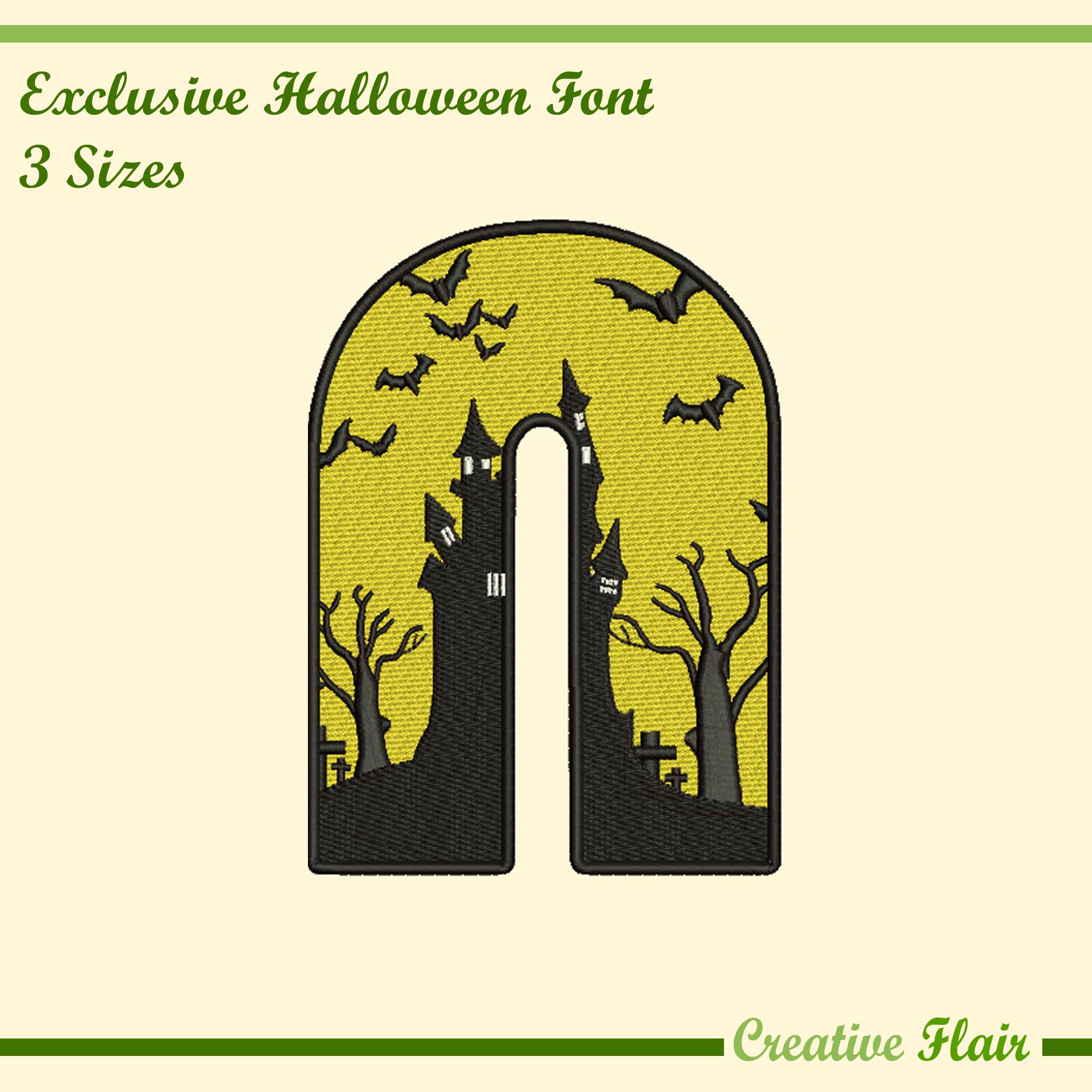 Spooky Halloween Font Letter N Embroidery Design, Fancy Halloween Font ...