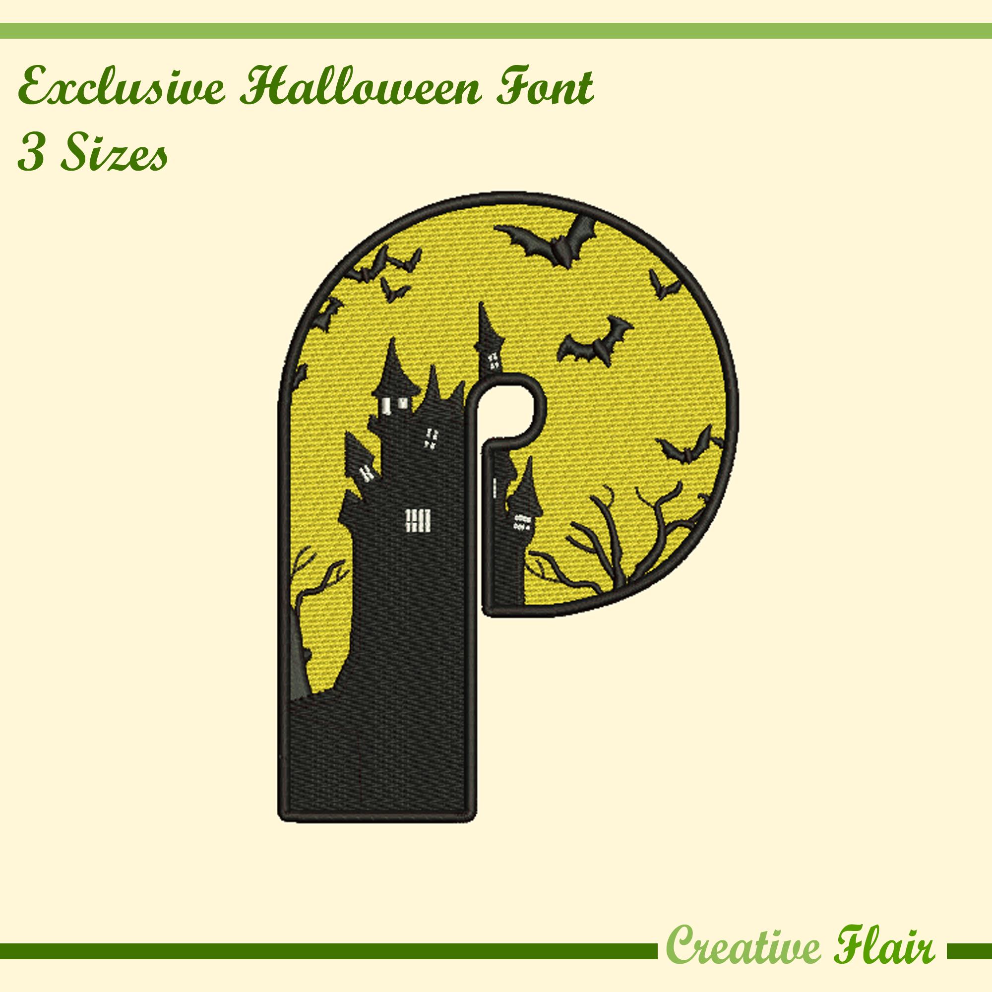 Spooky Halloween Font Letter P Embroidery Design, Fancy Halloween Font ...
