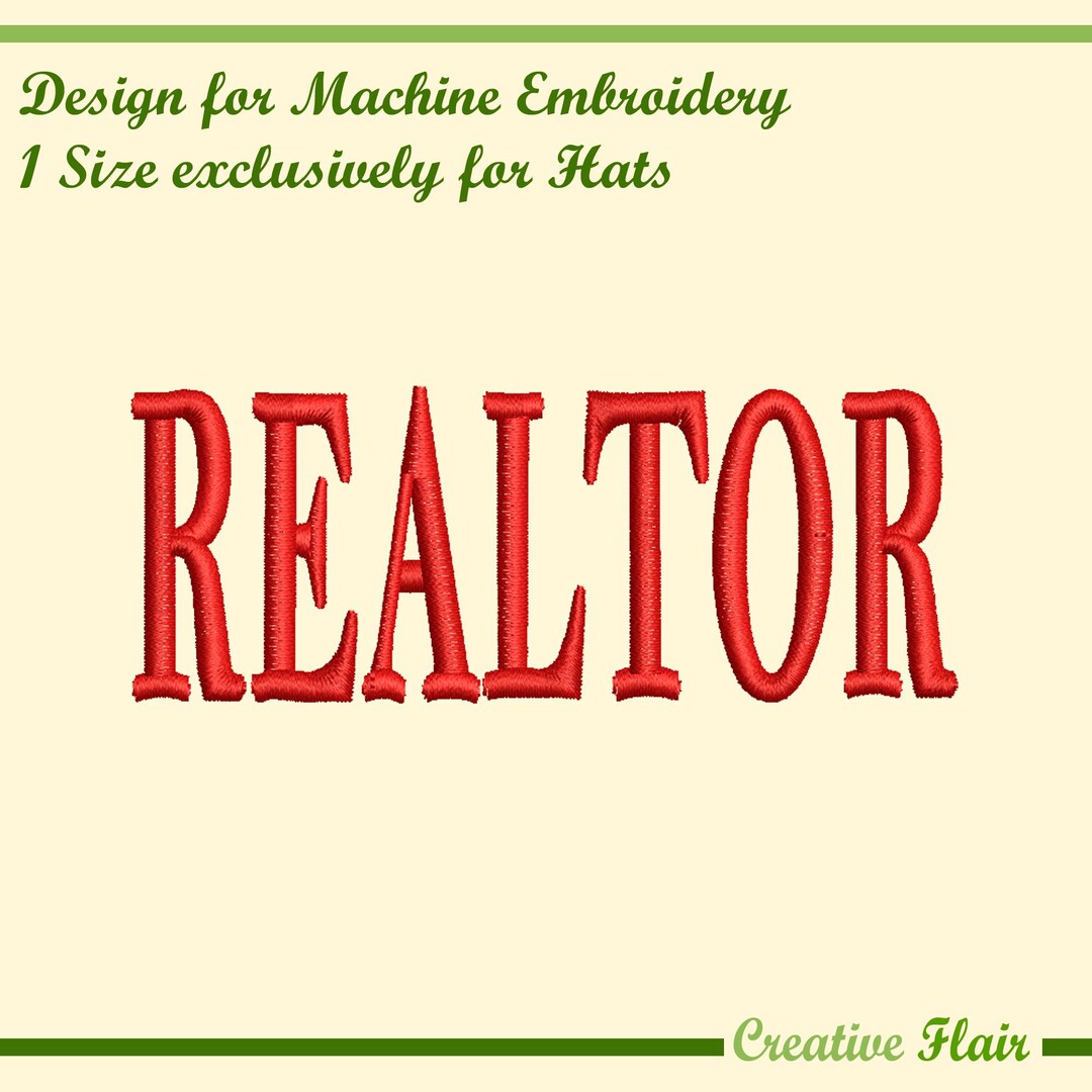 Realtor Hat Logo, REALTOR Hat Embroidery Design for Machine Embroidery ...