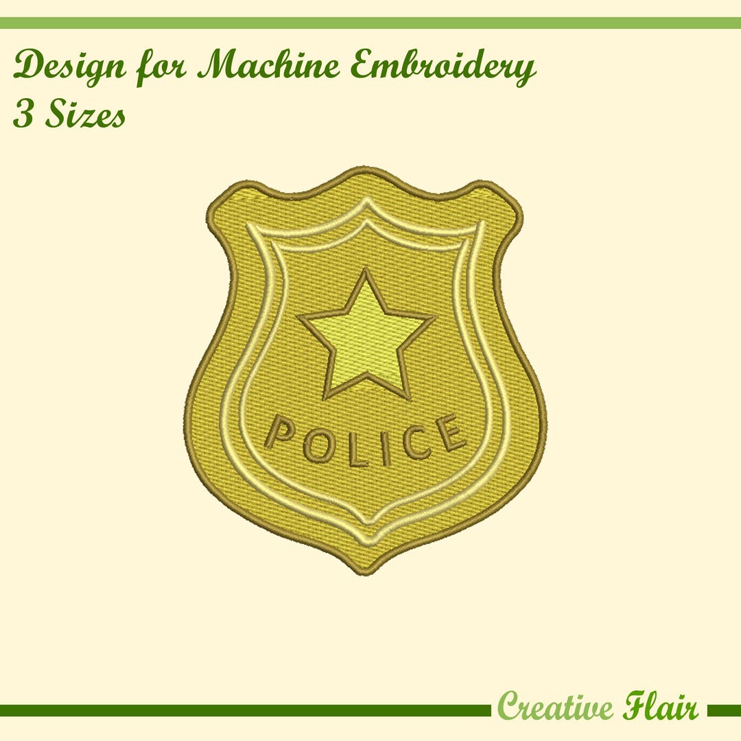 Police Badge Embroidery Design for Machine Embroidery, 3 SIZES, Kids ...