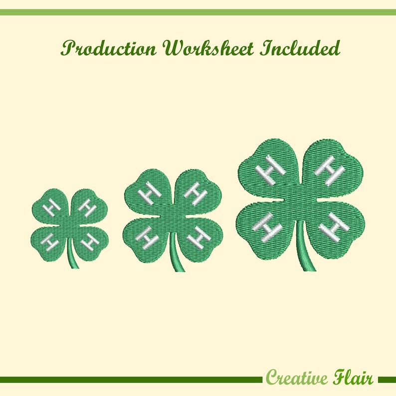 Clover H, 4H Clover Embroidery Design for Machine Embroidery, 3 SIZES ...