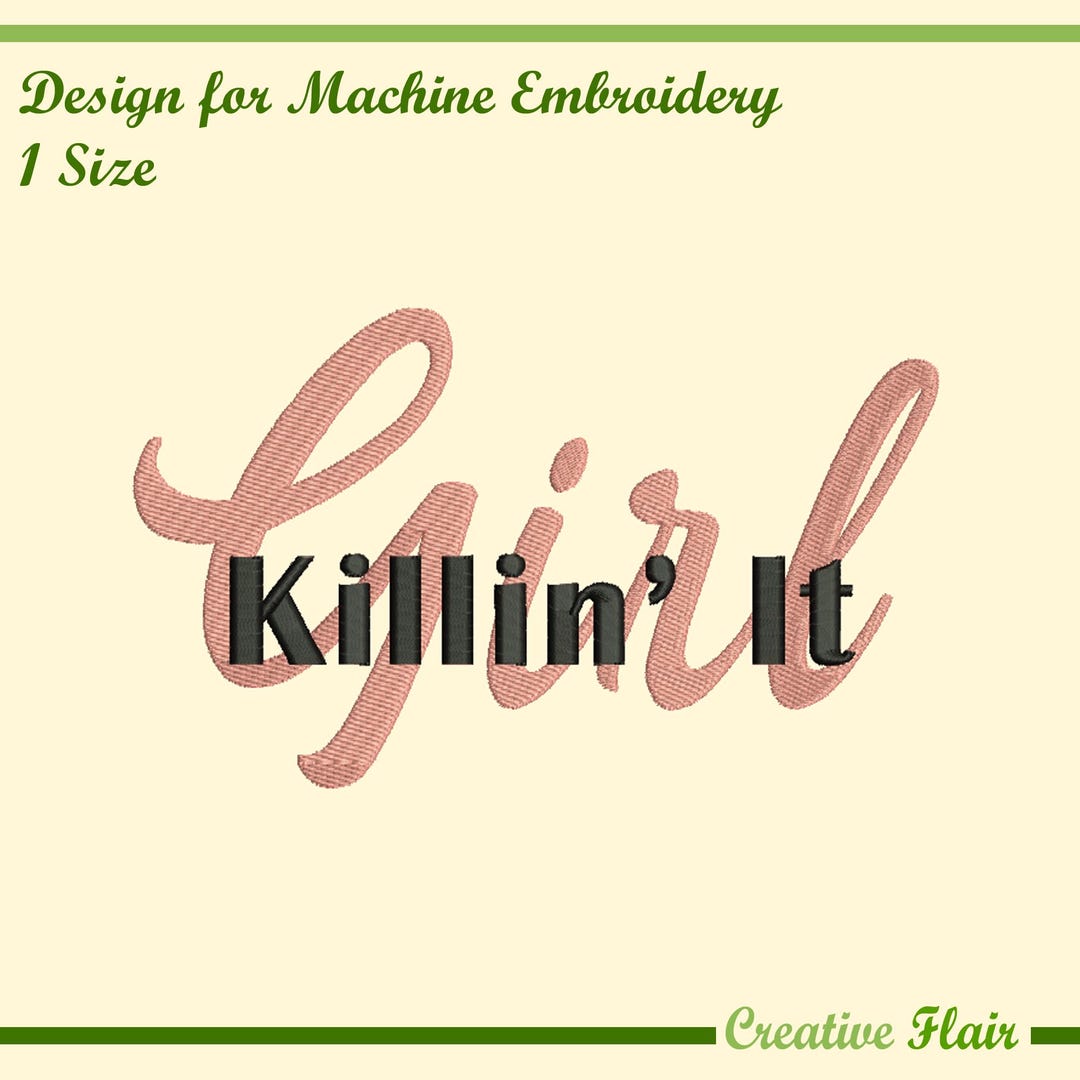 Killing It Girl Embroidery Design for Machine Embroidery, 1 Size ...