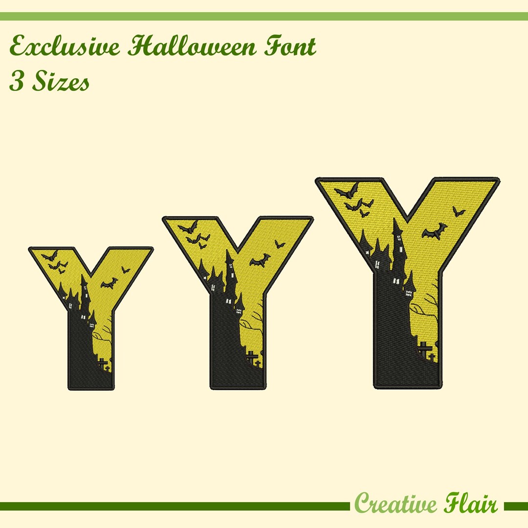 Spooky Letter Y Embroidery Design, Halloween Font (3 Sizes) - Etsy