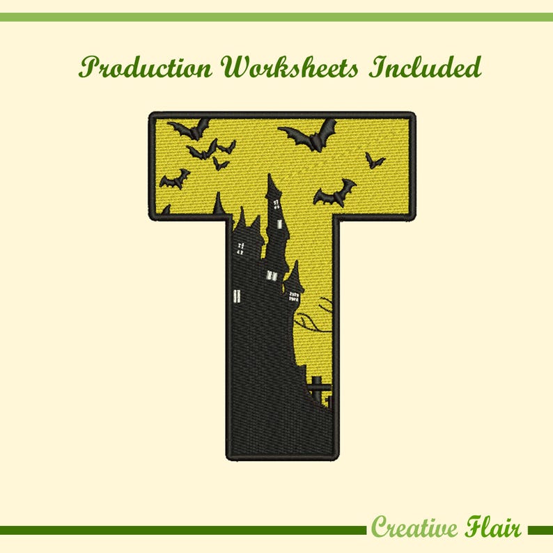 Spooky Letter T Embroidery Design, Halloween Font (3 Sizes) - Etsy