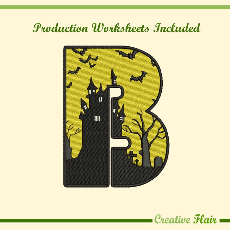 Letter B Halloween Font Embroidery Design, 3 SIZES, Fancy Halloween ...