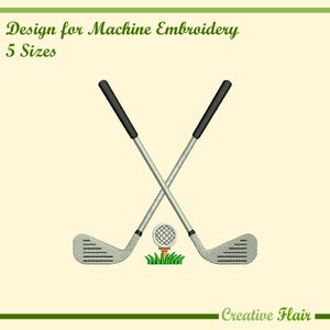Golf Ball and Clubs Embroidery Design for Machine Embroidery, 5 SIZES ...