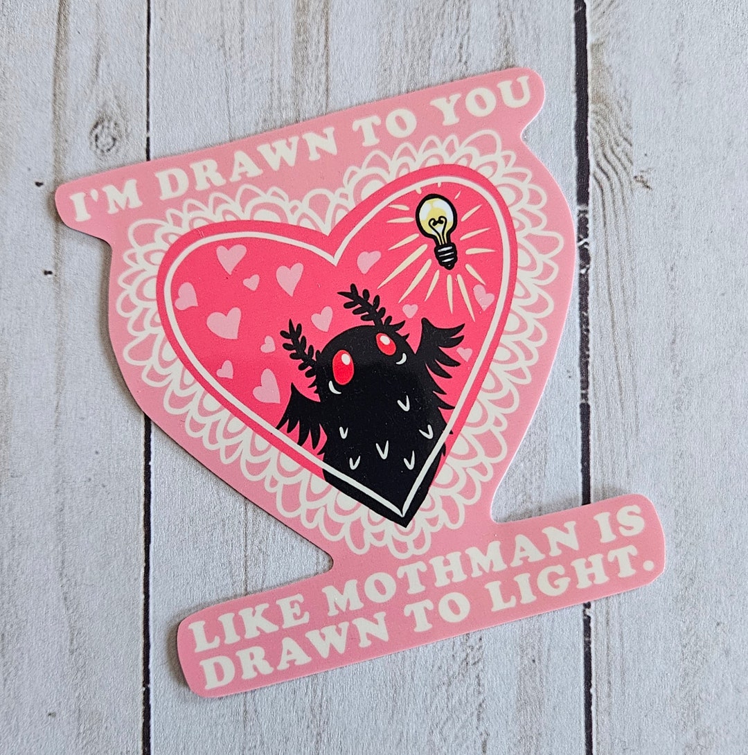 Valetine's Day Mothman Drawn to Light Heart Cryptid Buddy Valentine ...