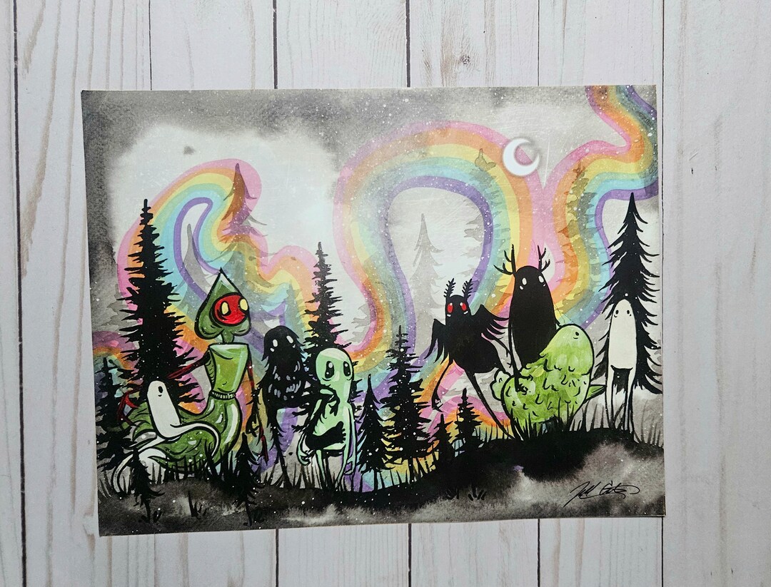 Rainbow Group Cryptid Buddy Nature Print L Ink Fantasy Manfish Inc ...