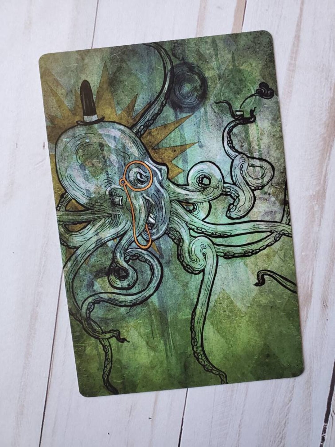 Dapper Octopus With Bowler Hat Pipe Monocle Sea Animal Art 4x6 Satin ...