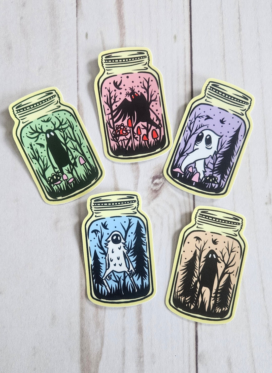 Jar Cryptid Buddy Sticker Pack Fantasy Mothman Sasquatch Bigfoot Fresno ...