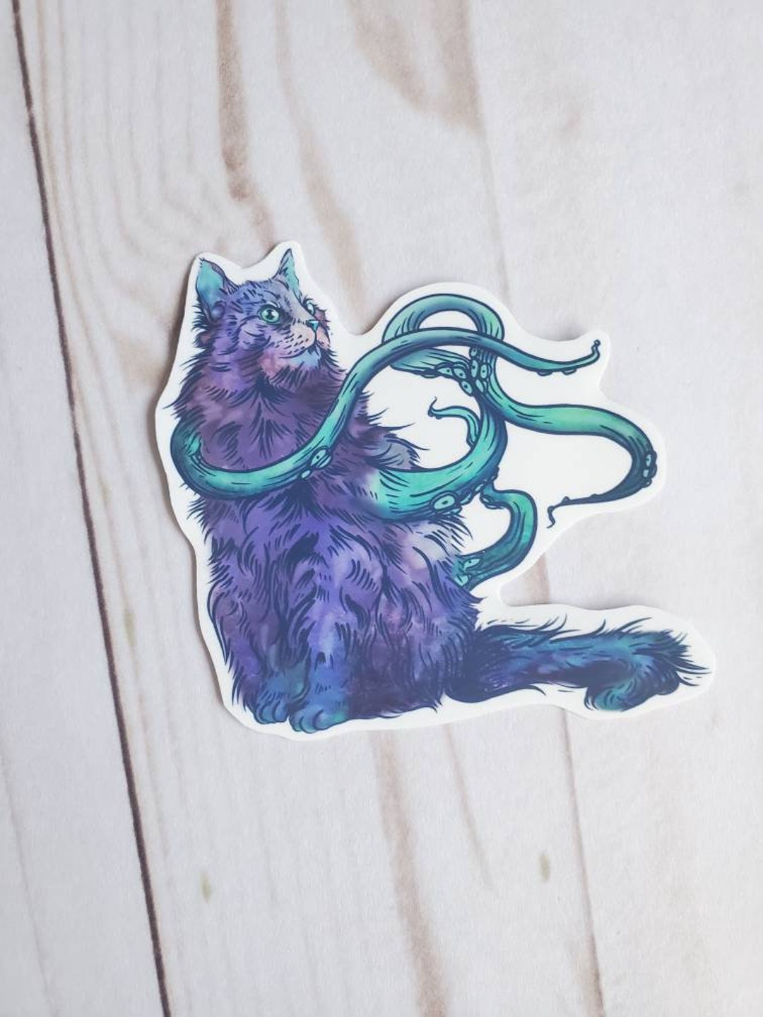 Cathulhu Cat Kraken Kitty Art Vinyl Waterproof Sticker Tentacle Fantasy ...