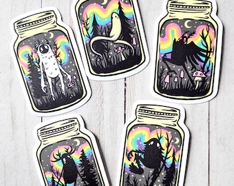 Jar Cryptid Buddy Sticker Pack Fantasy Mothman Sasquatch Bigfoot Fresno ...