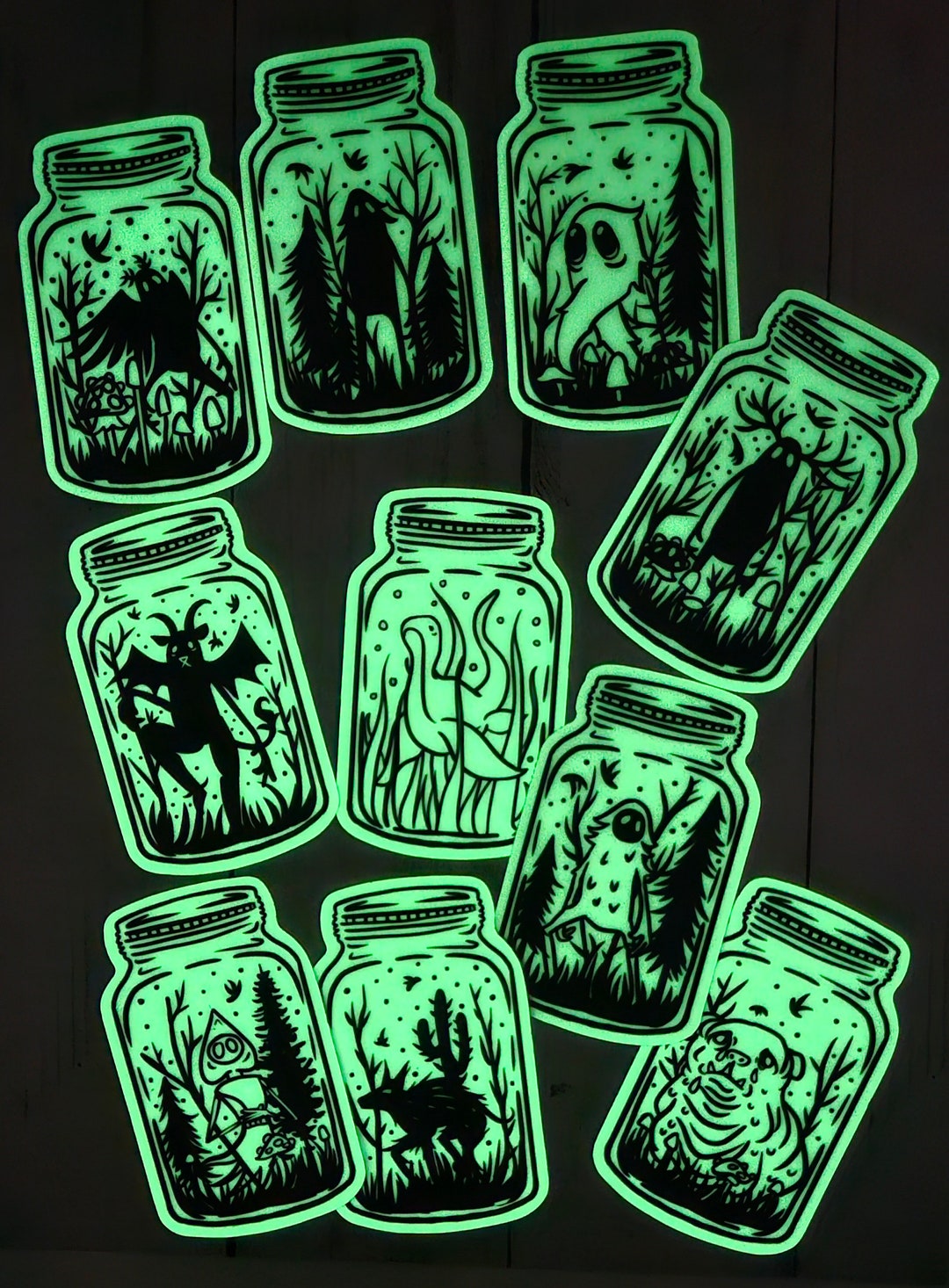 Big Glow in the Dark Jar Cryptid Buddy Sticker Pack Fantasy Mothman ...