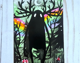 Cryptid Creature Rainbow Ent Art Forest Fantasy Dark Art 4x6 Print ...
