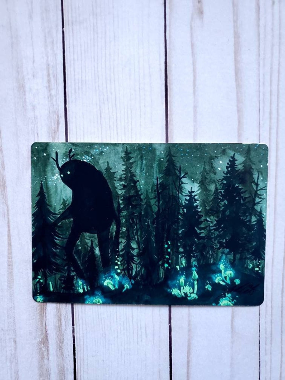 Giant Forest Guardian Forest Cryptid Postcard Sized Art Print - Etsy