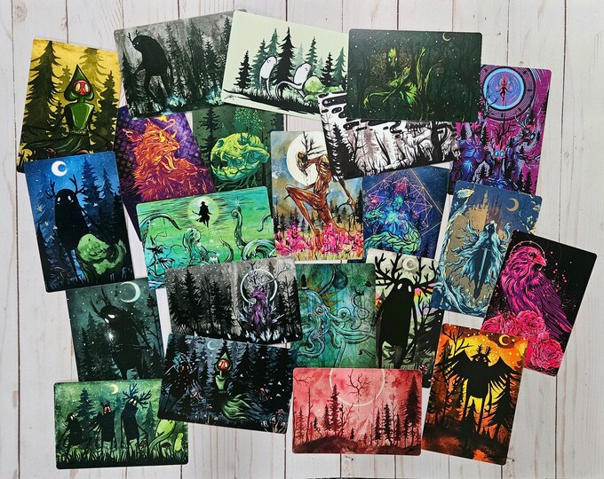 Massive 4x6 Print Bundle Cryptid Mothman Fantasy Fungi Mushroom Animal ...