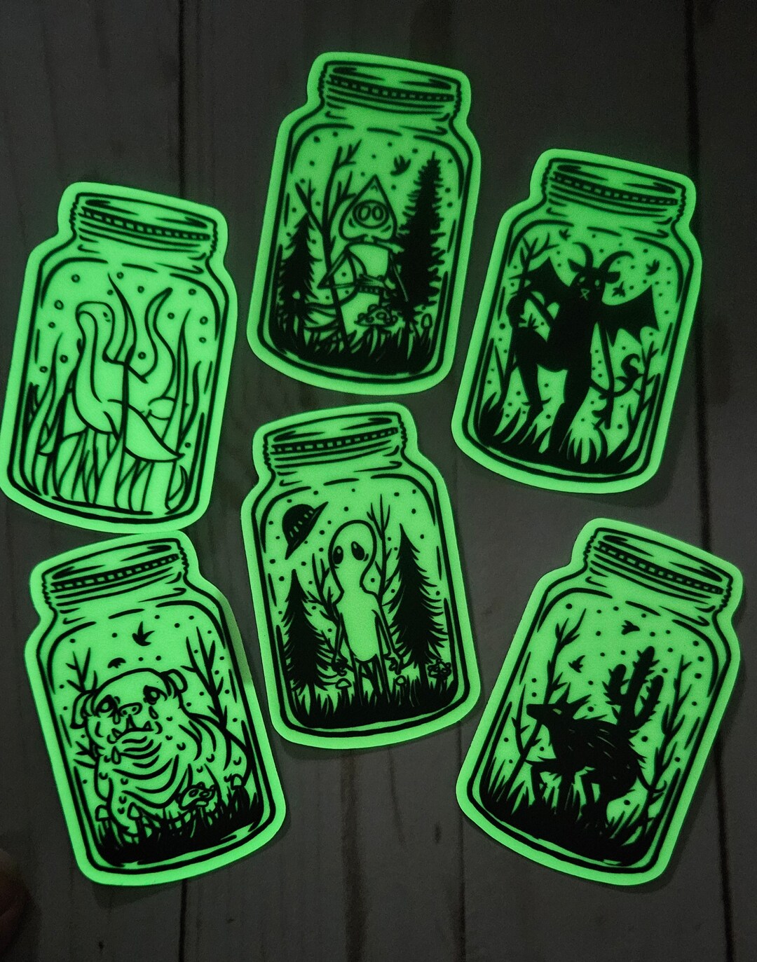 MISPRINT Glow in the Dark Jar Cryptid Buddy Sticker Pack Jersey Devil ...