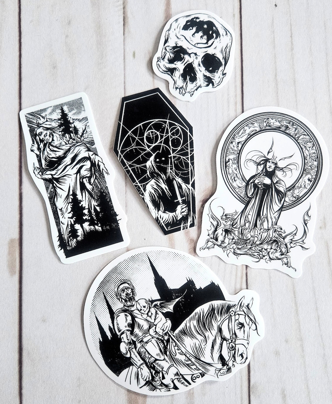 Dark Horror Art Waterproof Vinyl Sticker Set Goth Heavy Metal Skull ...