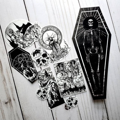 Ghost Theme Sticker Pack Slap Pac Coffin Spirit Black and | Etsy
