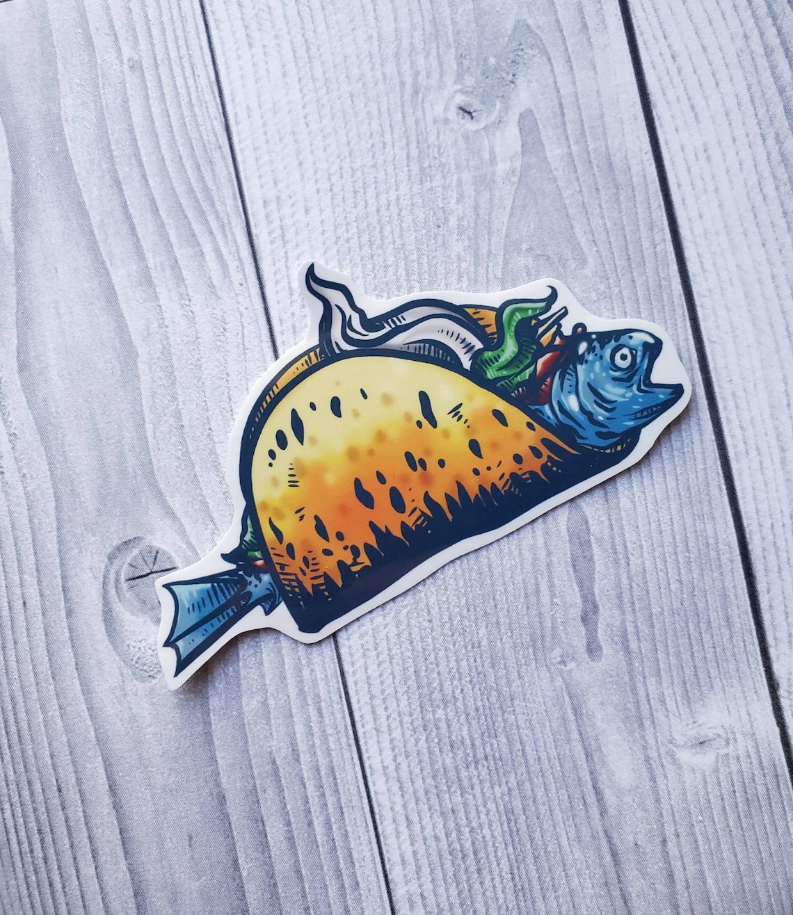 Fish Taco Food Waterproof Vinyl Sticker Fun Quirky Weird Art | Etsy
